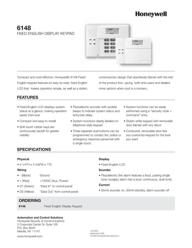 Honeywell 6148-data-sheet | PDF