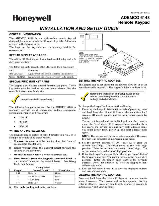 Honeywell 6148-install-guide | PDF