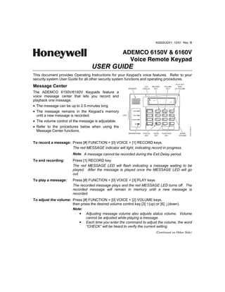 Honeywell 6150 v-honeywell-6160v-user-guide | PDF