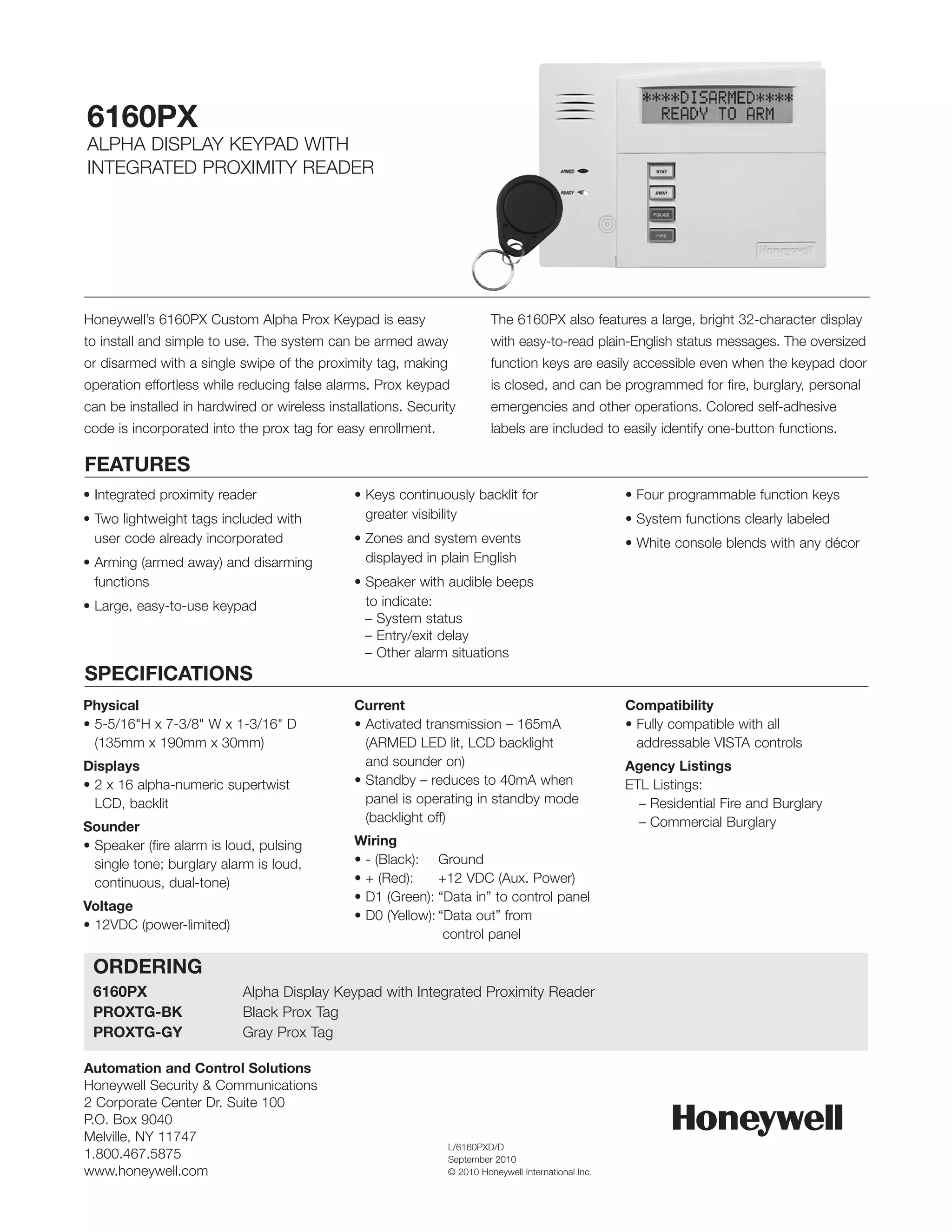 Honeywell 6160 px-data-sheet | PDF