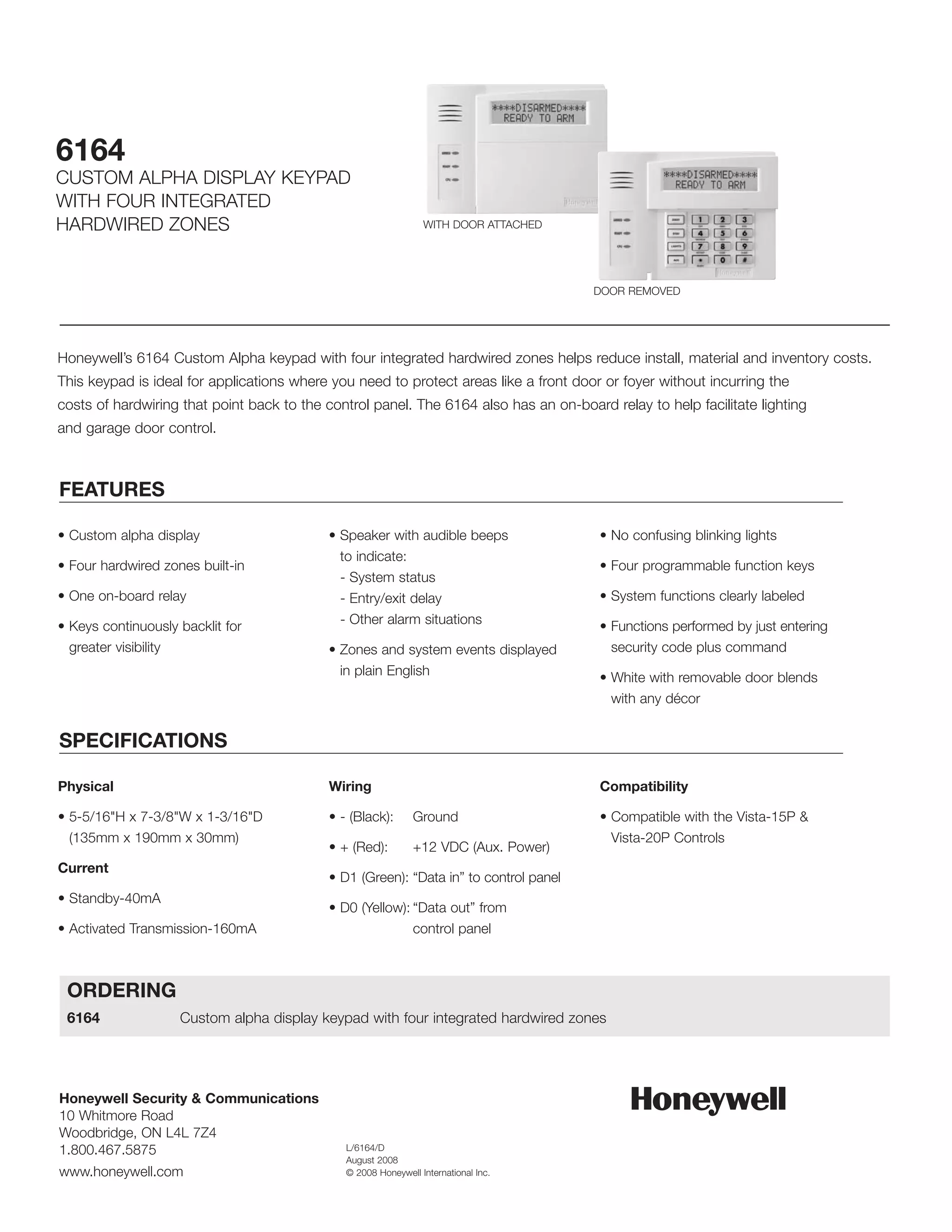 Honeywell 6164 us-data-sheet | PDF