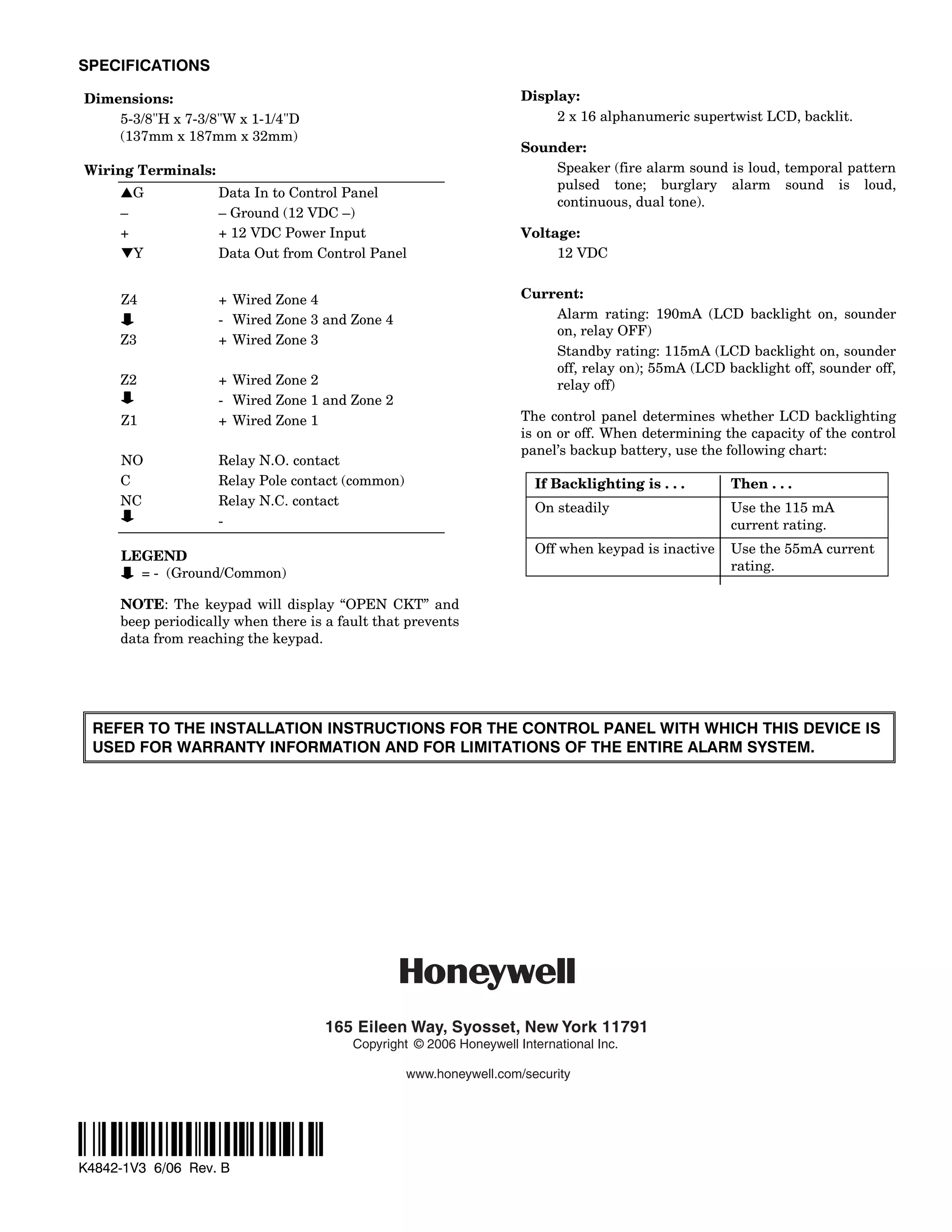 Honeywell 6164 us-install-guide | PDF