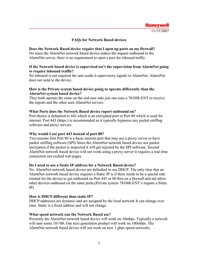 Honeywell alarmnet-internet-faqs | PDF | Computer Networking | Computing