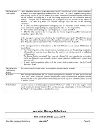 Honeywell alarmnet-message-definitions | PDF