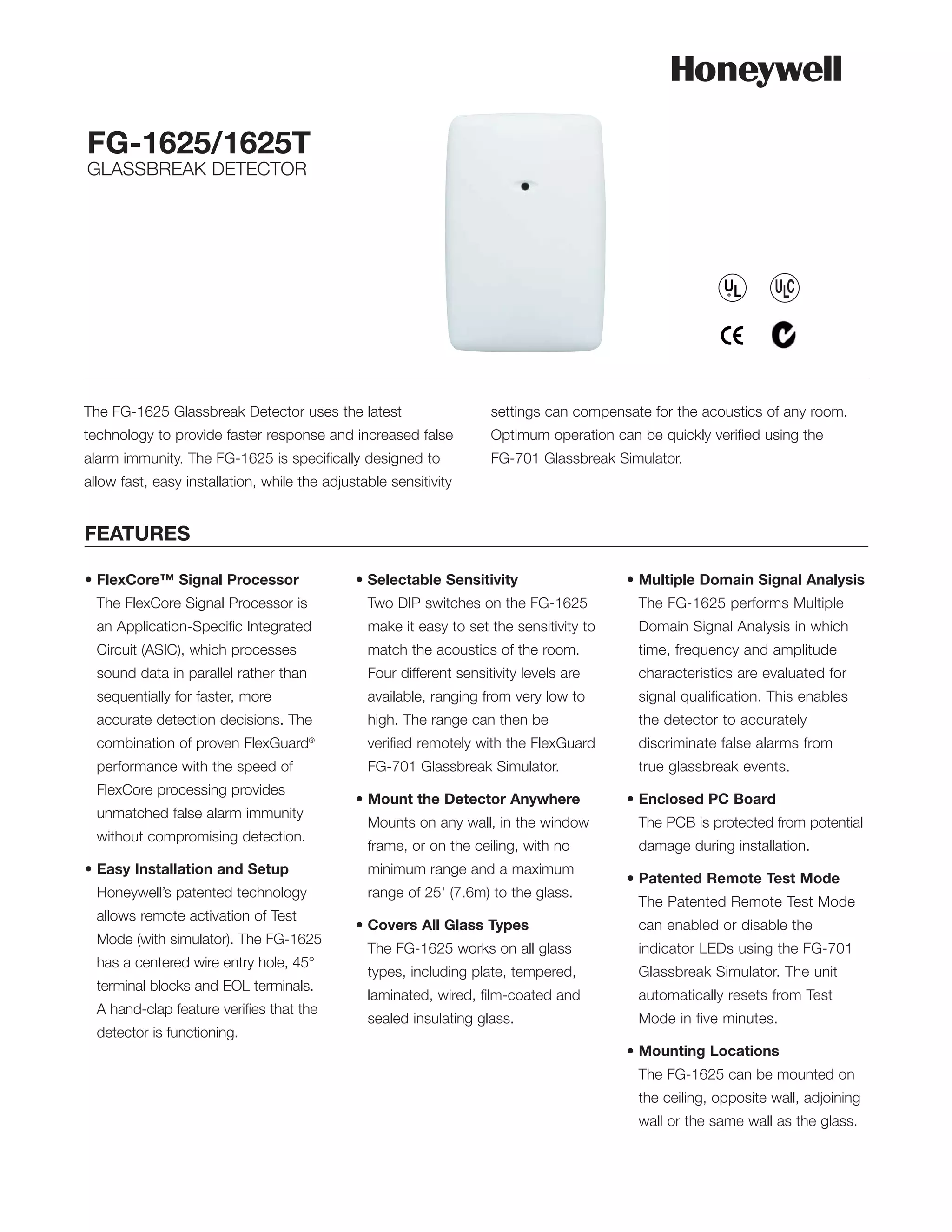 Honeywell fg-1625-data-sheet | PDF