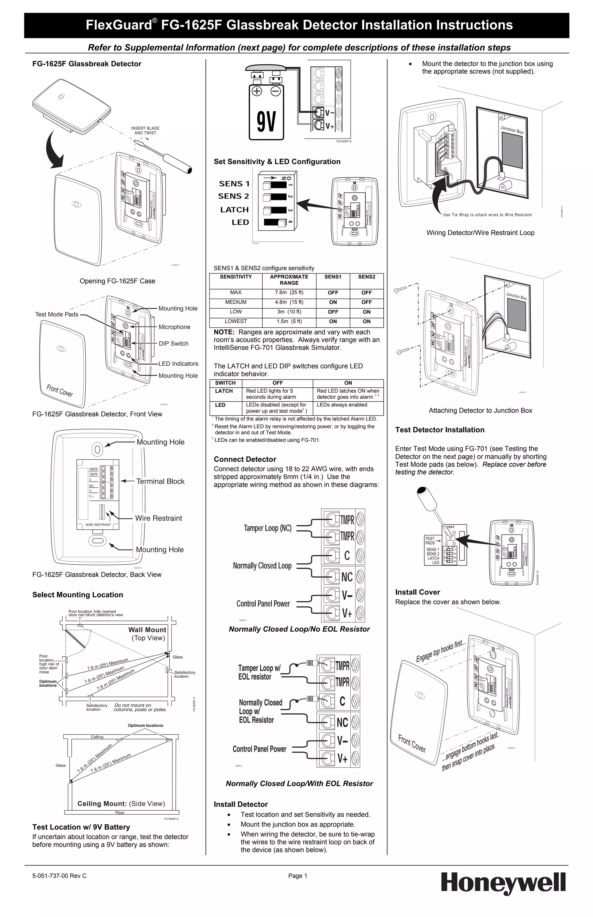 Honeywell fg1625f-install-guide | PDF