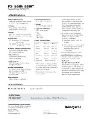 Honeywell fg1625r-data sheet | PDF