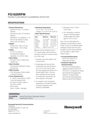 Honeywell fg1625rfm-data-sheet | PDF | Home Security | Home & Garden