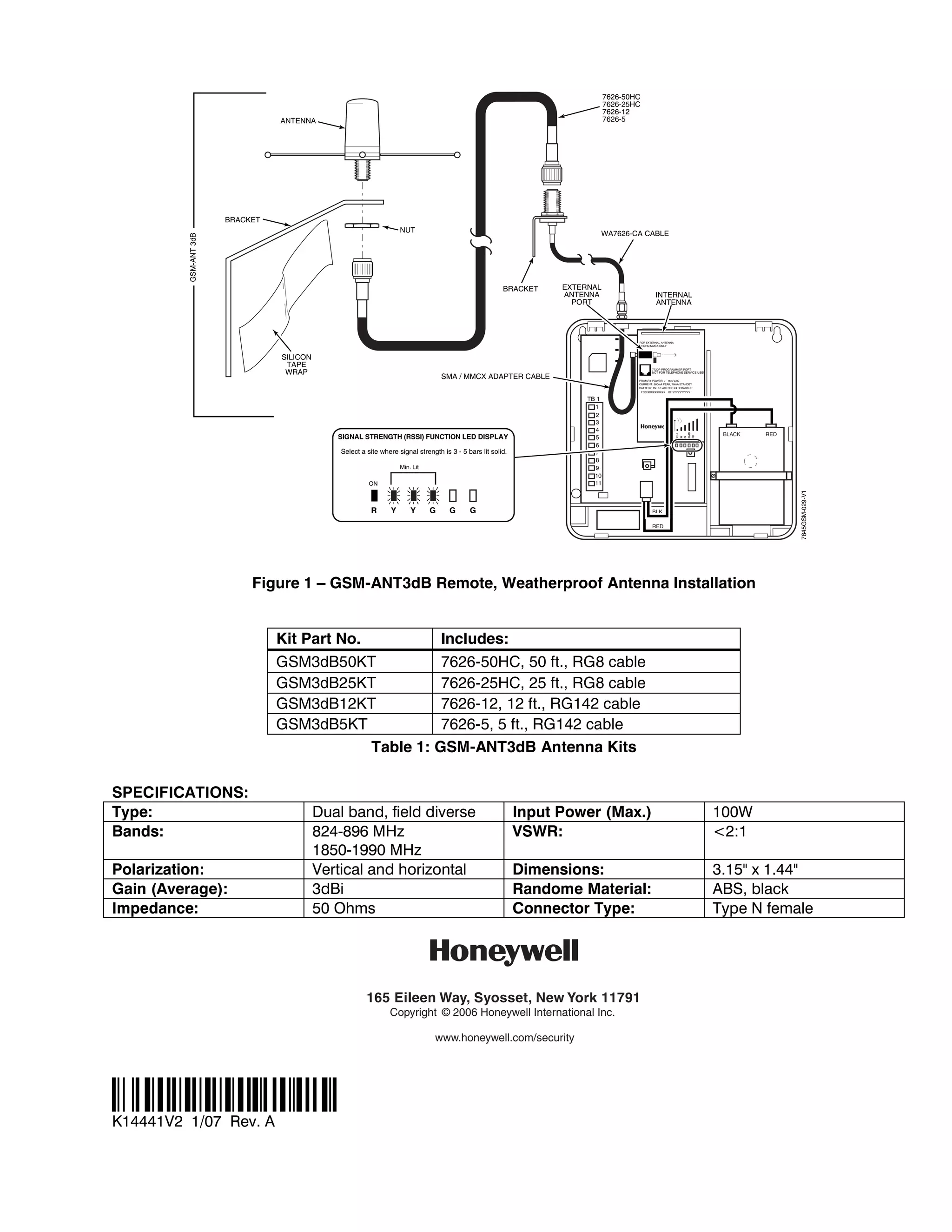 Honeywell gsm-ant3db-install-guide | PDF
