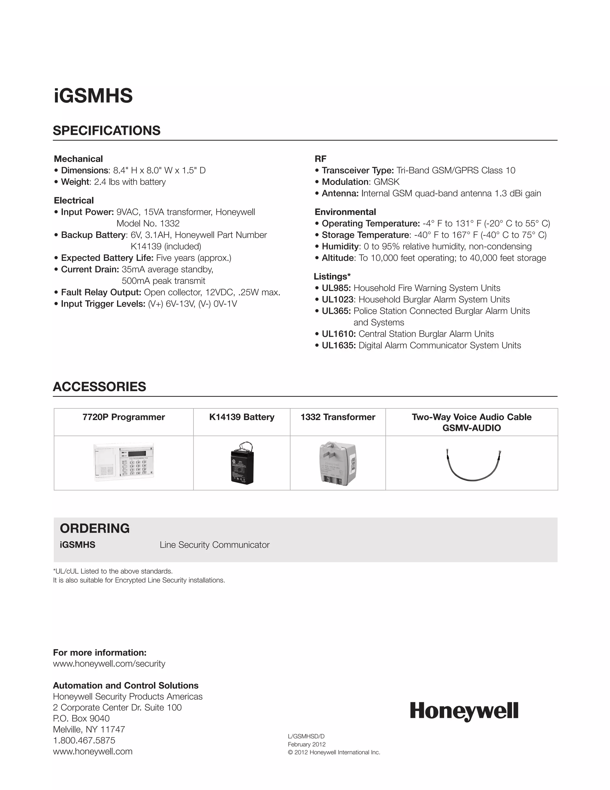 Honeywell igsmhs-data-sheet | PDF