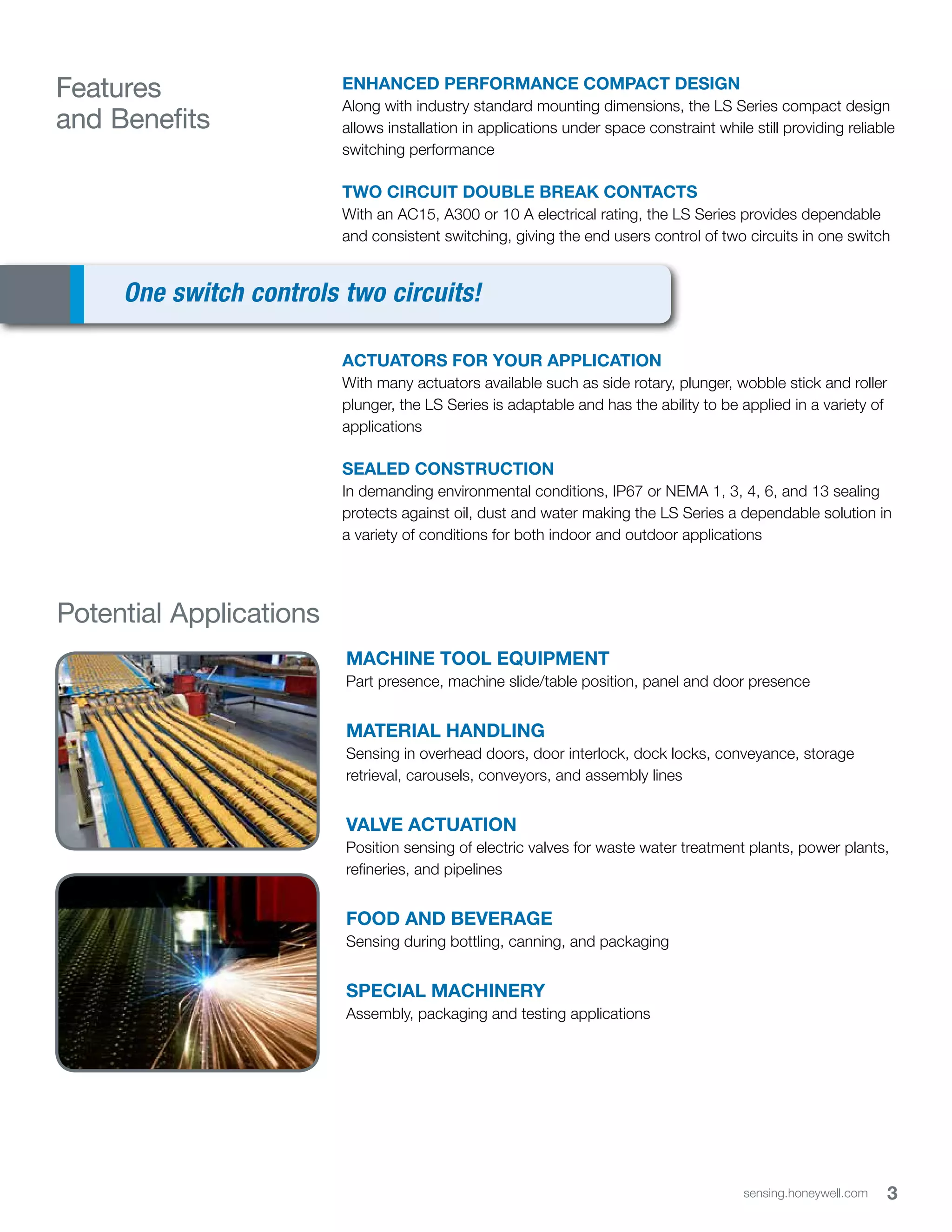 Honeywell sensing-micro-switch-ls-product-sheet-00-1222003 | PDF