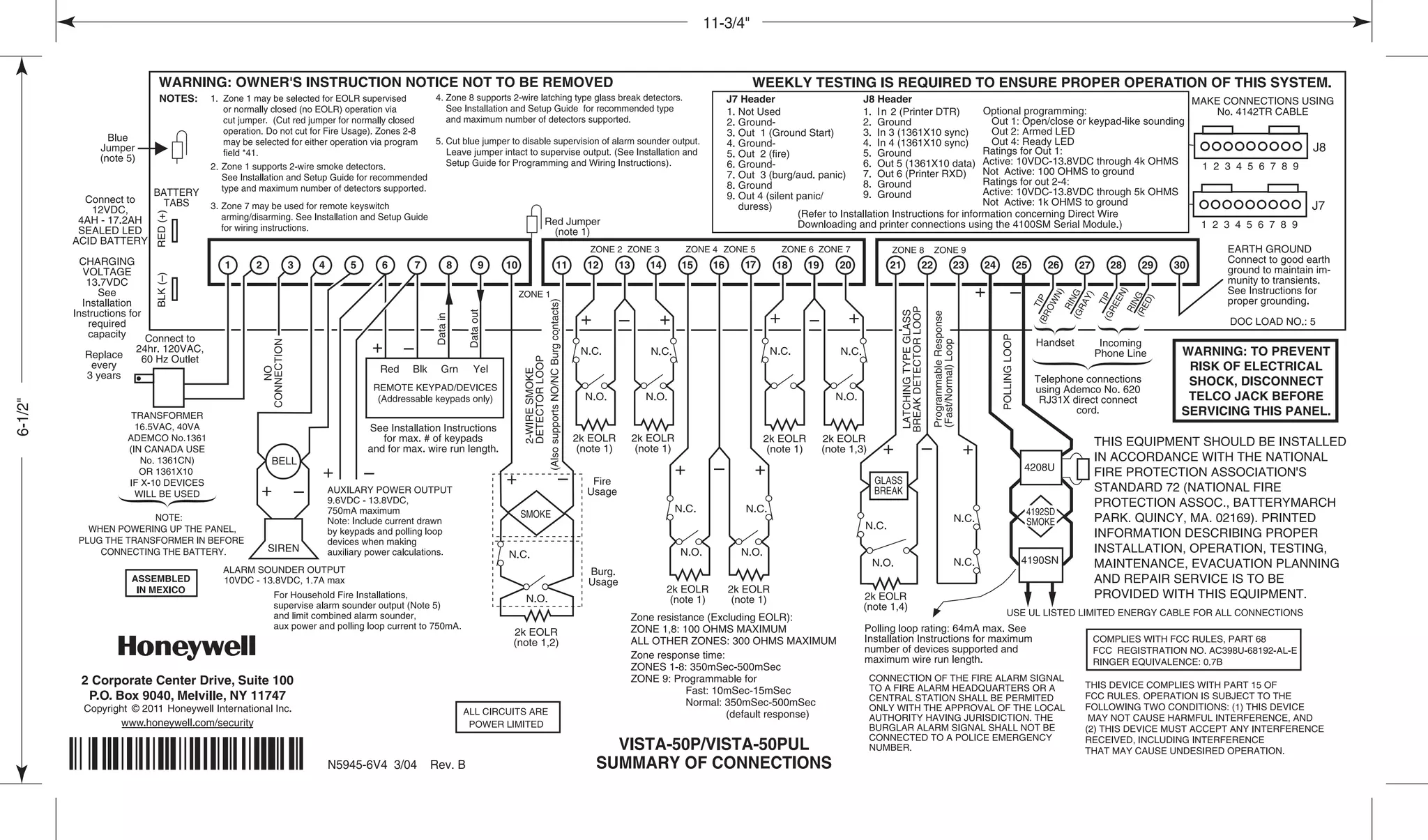 Honeywell vista-50p-connections-summary | PPT