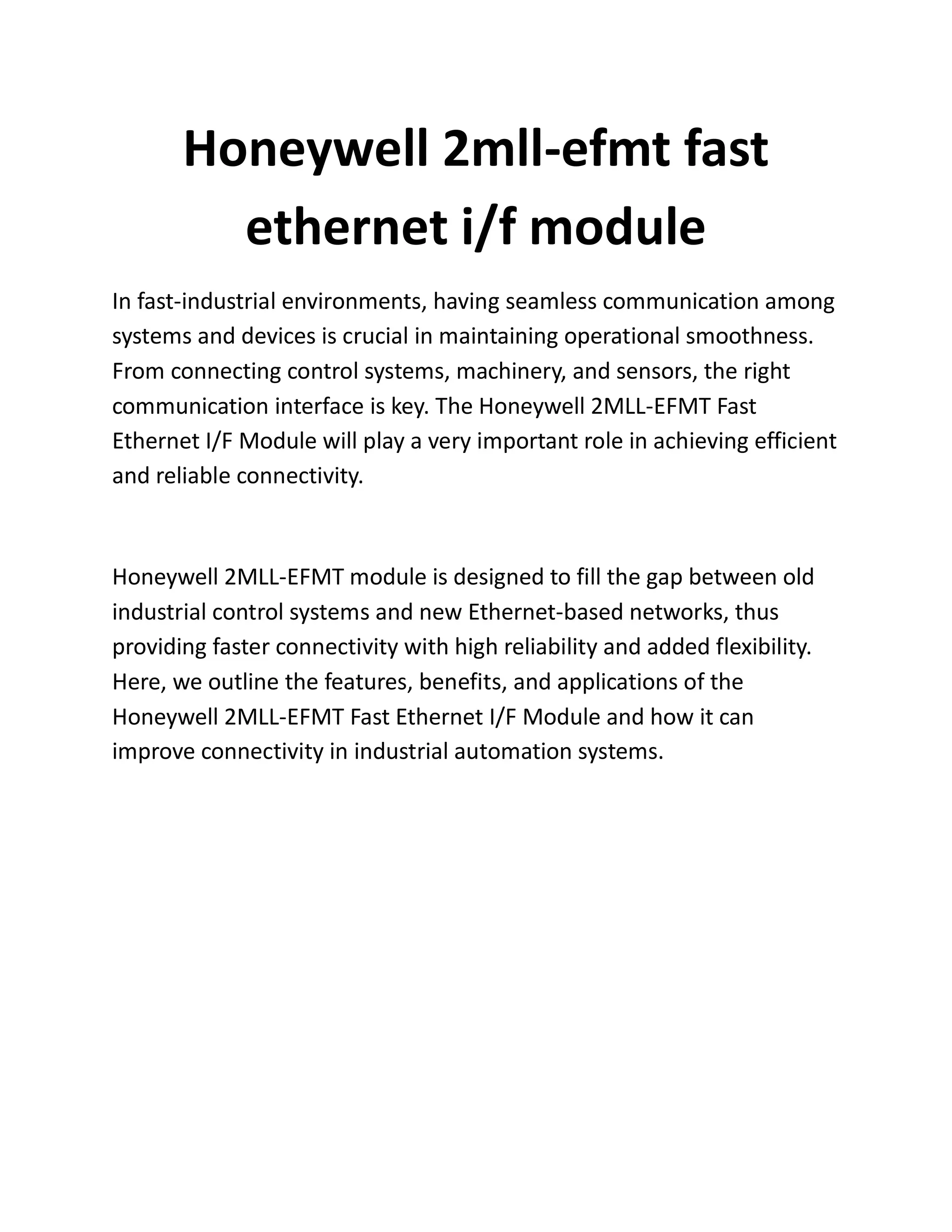 Honeywell 2mll efmt fast ethernet interface module.pdf