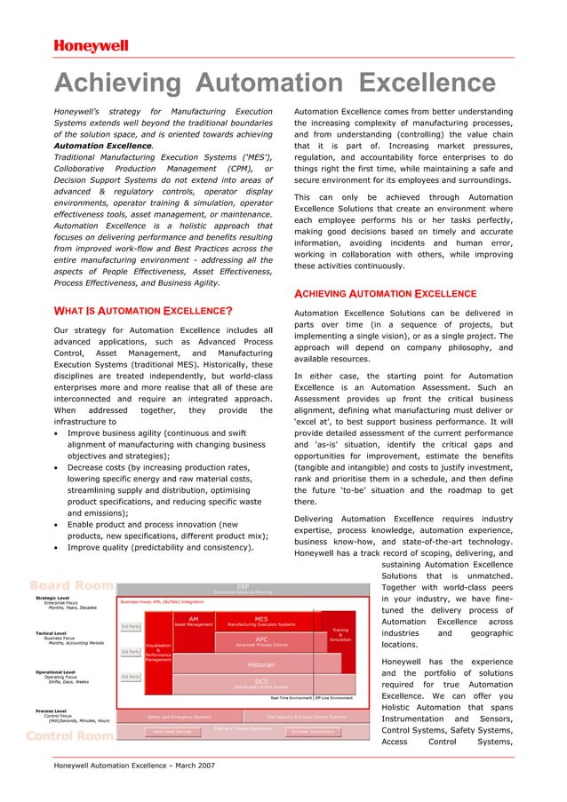 Honeywell Automation Excellence | PDF