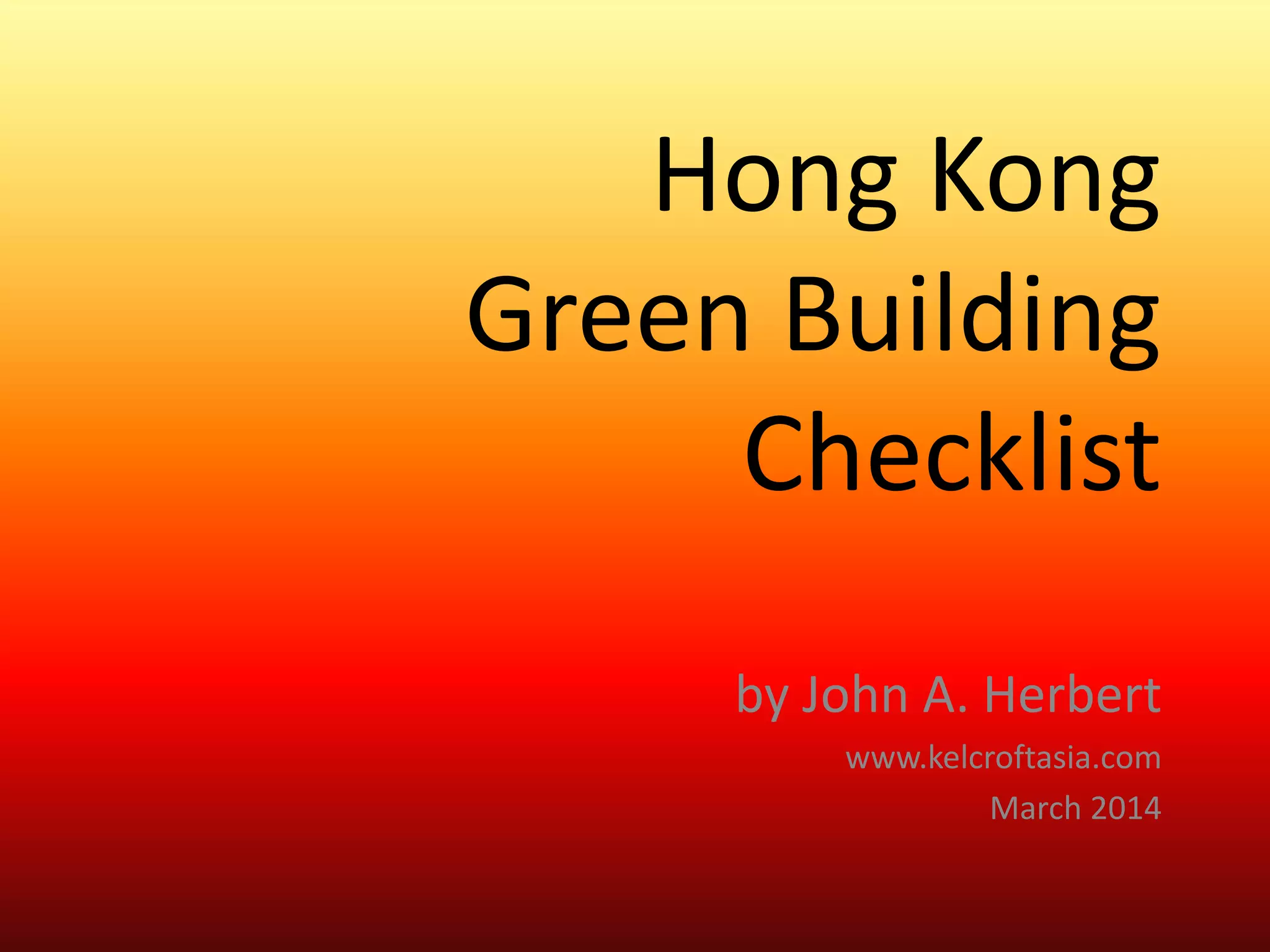 Hong Kong green building checklist | PPTX