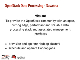 Hong Kong OpenStack Summit: Savanna - Hadoop on OpenStack | PDF