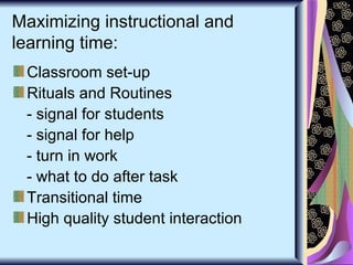 Hong, Maximizing Instructional Time | PPT