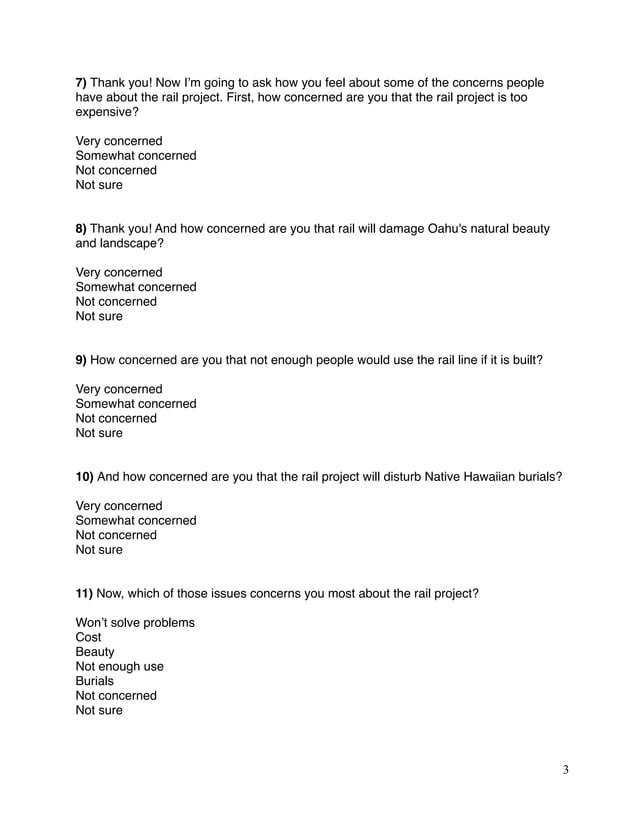 Honolulu rail:mayoral race questionnaire | PDF