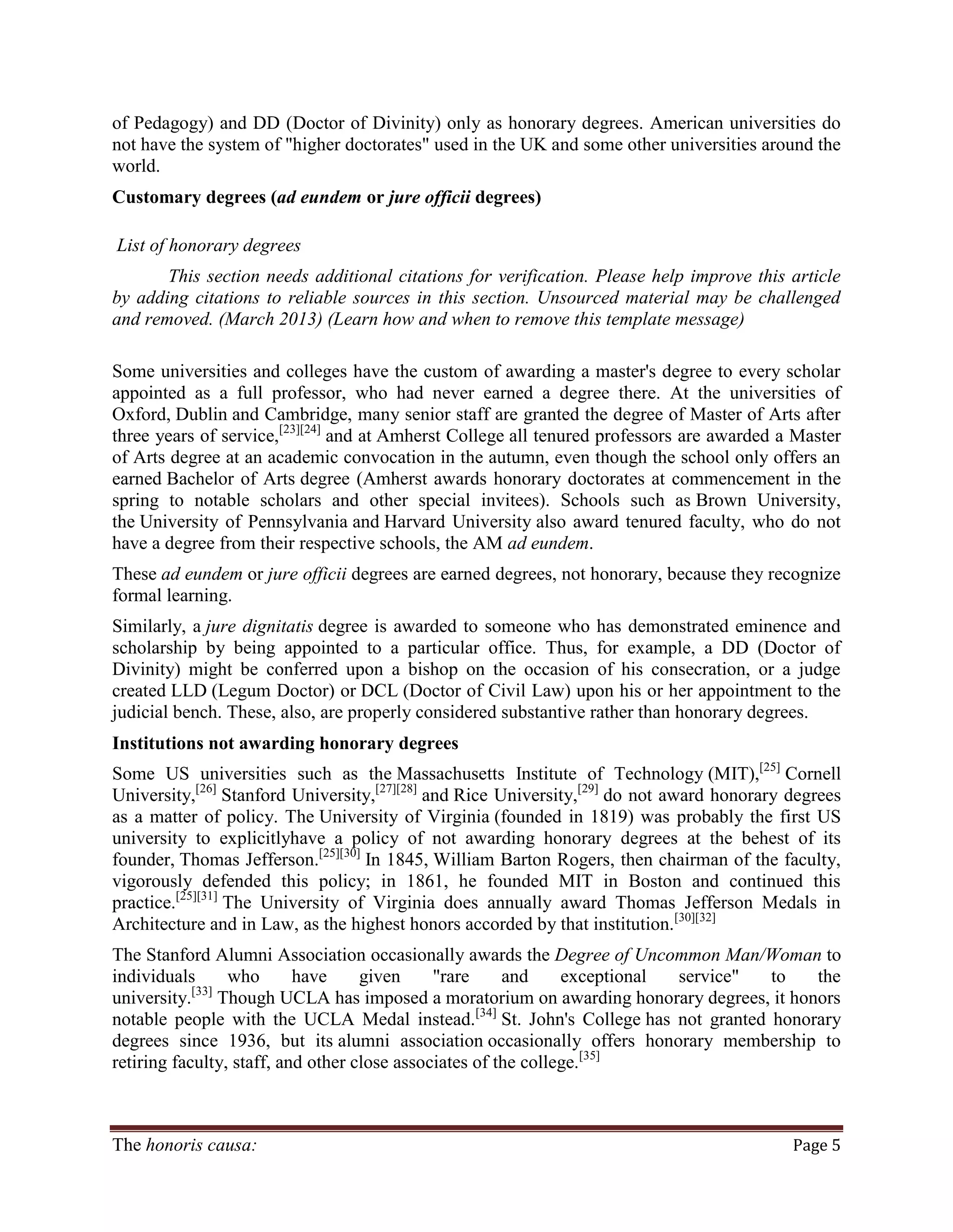 HONORARY DEGREE IS IT AN ACADEMIC DEGREE | PDF