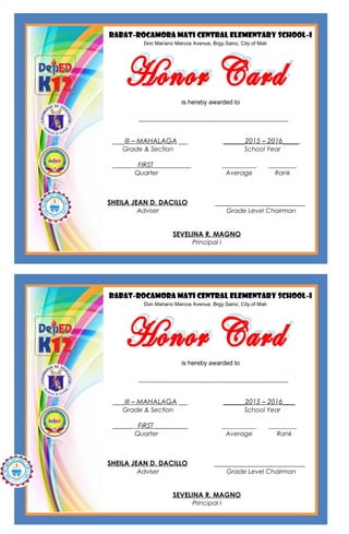 Honor card new edition | DOC