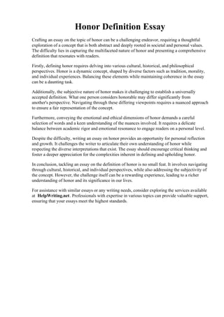 Honor Definition Essay | PDF