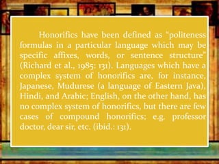 Honorifics (1) by carlo salvador r. catalan | PPTX