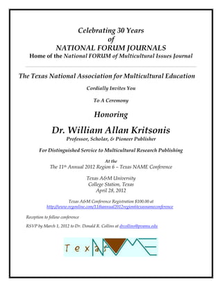Honoring Dr. William Allan Kritsonis | PDF | College Education | Education