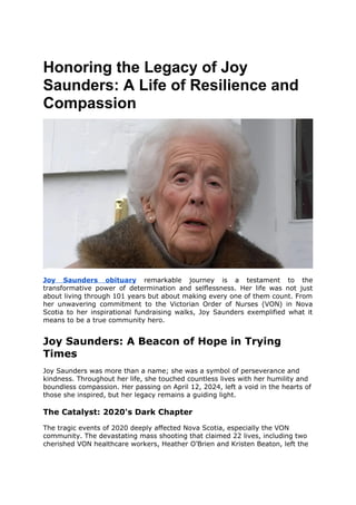 Honoring the Legacy of Joy Saunders_ A Life of Resilience and ...