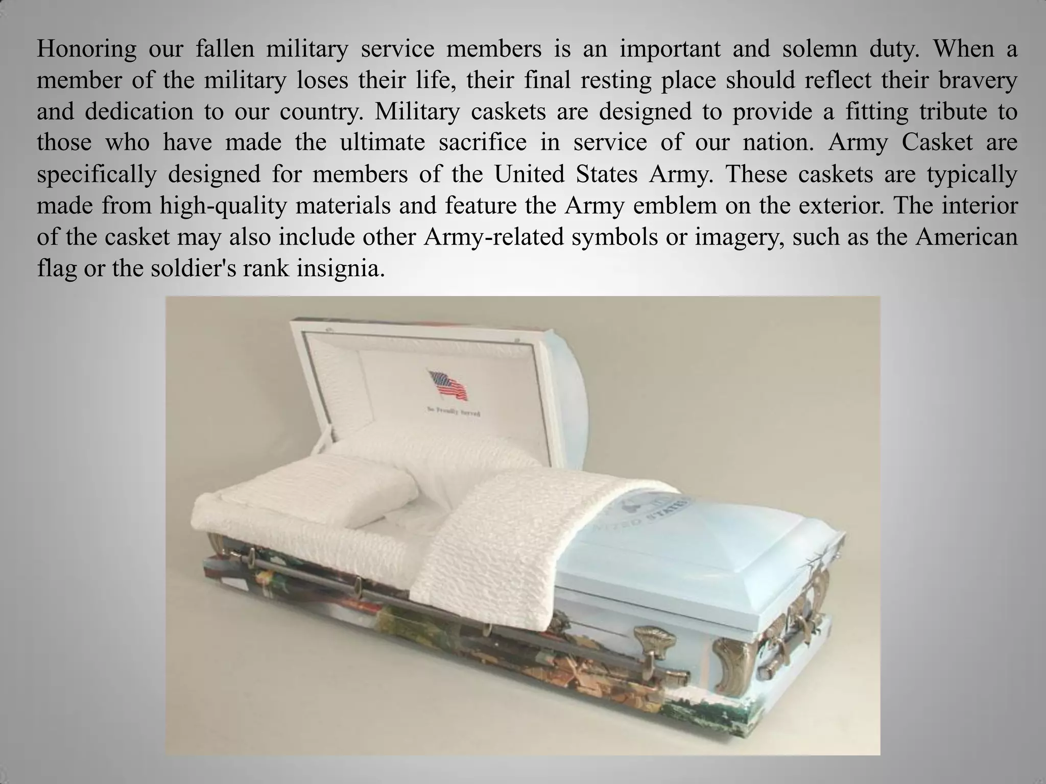 Honoring the Sacrifice The Significance of Military Caskets and Army ...