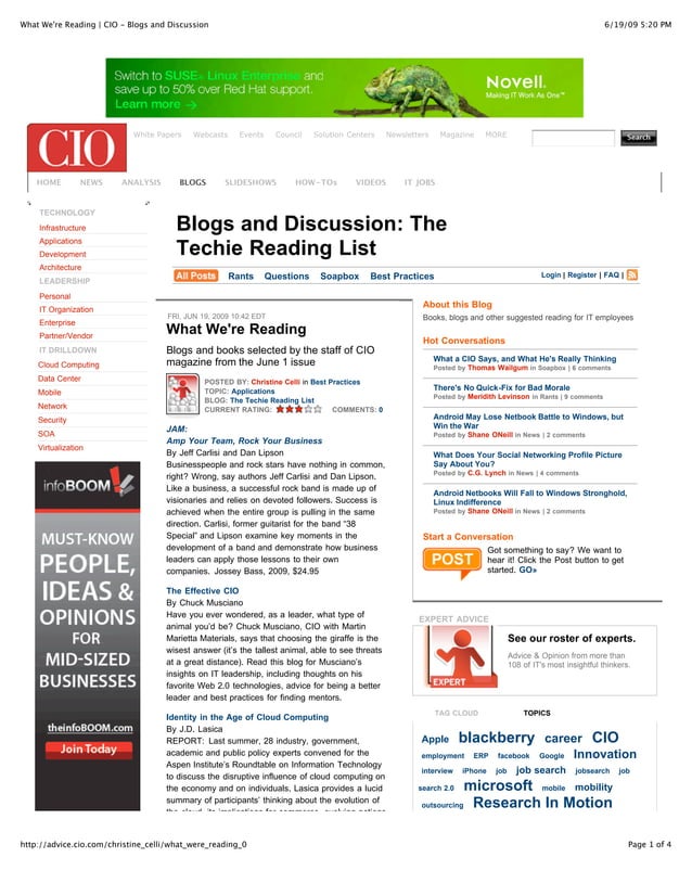 CIO Magazine - What We're Reading | PDF