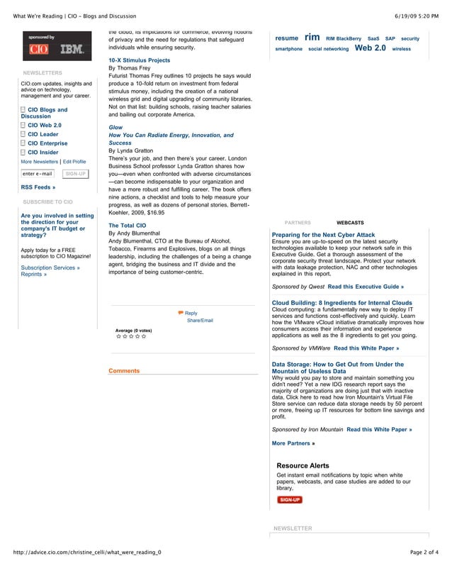 CIO Magazine - What We're Reading | PDF