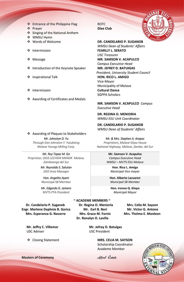 WMSU Honors Night 2016 | PDF