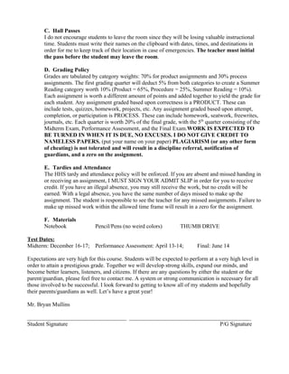 Honors American Literature Syllabus | DOC