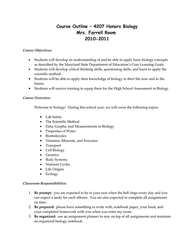 Honors bio (current) 10 11 | PDF