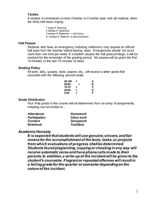 Honors Biology Course Syllabus | DOCX | Homework and Study | Education