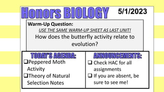 Honors Bio Unit 4 Warm Ups (1).pptx | Biological Sciences | Science
