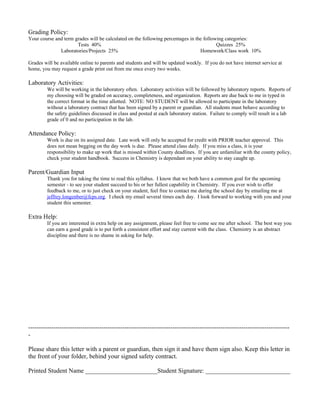 Honors chemistry syllabus | PDF