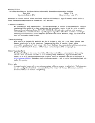 Honors chemistry syllabus | DOCX