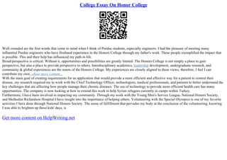 Honors College Experience | PPT