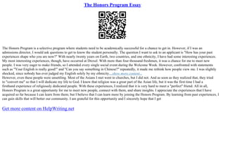 Honors College Experience | PPT