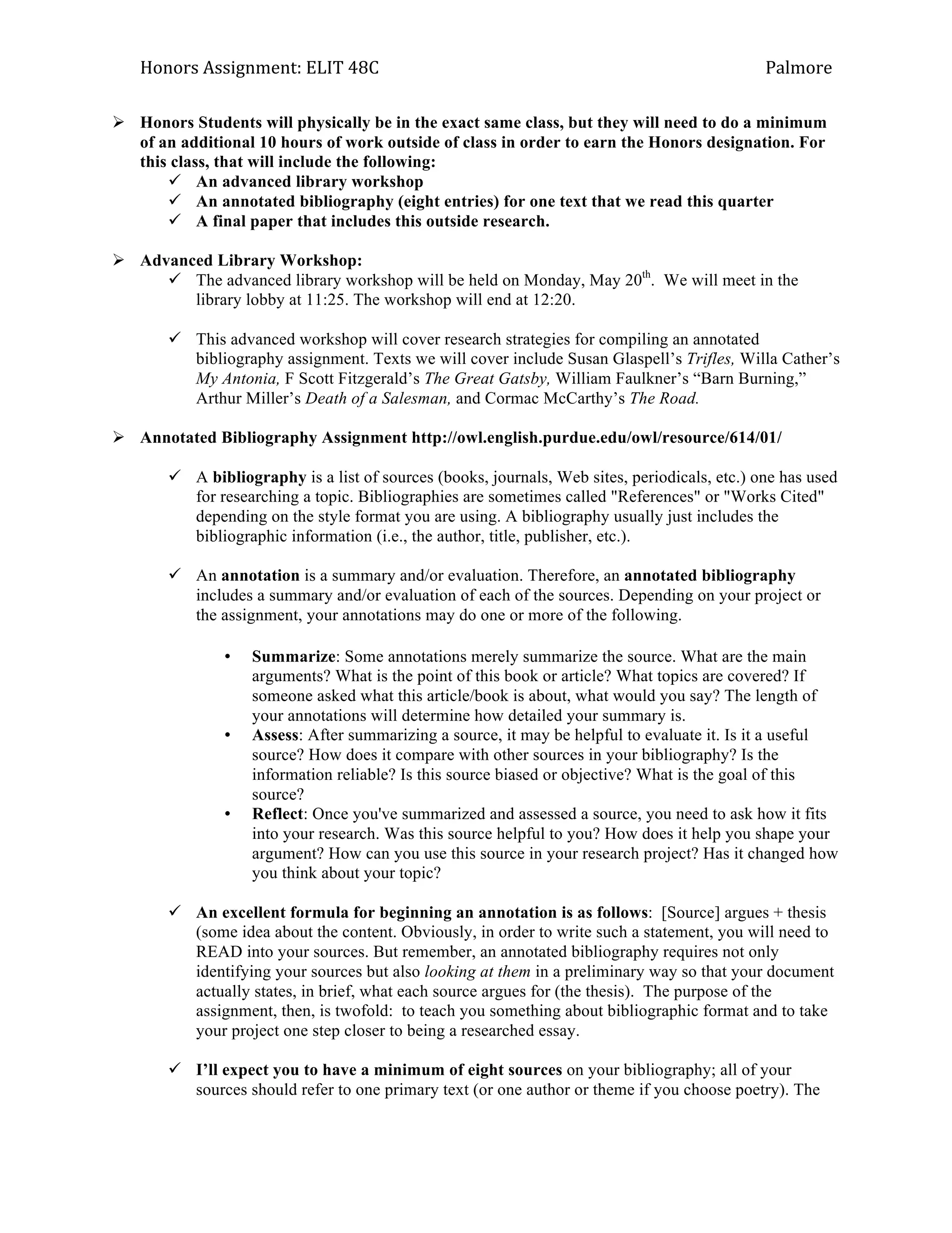 Honors student assignment | PDF