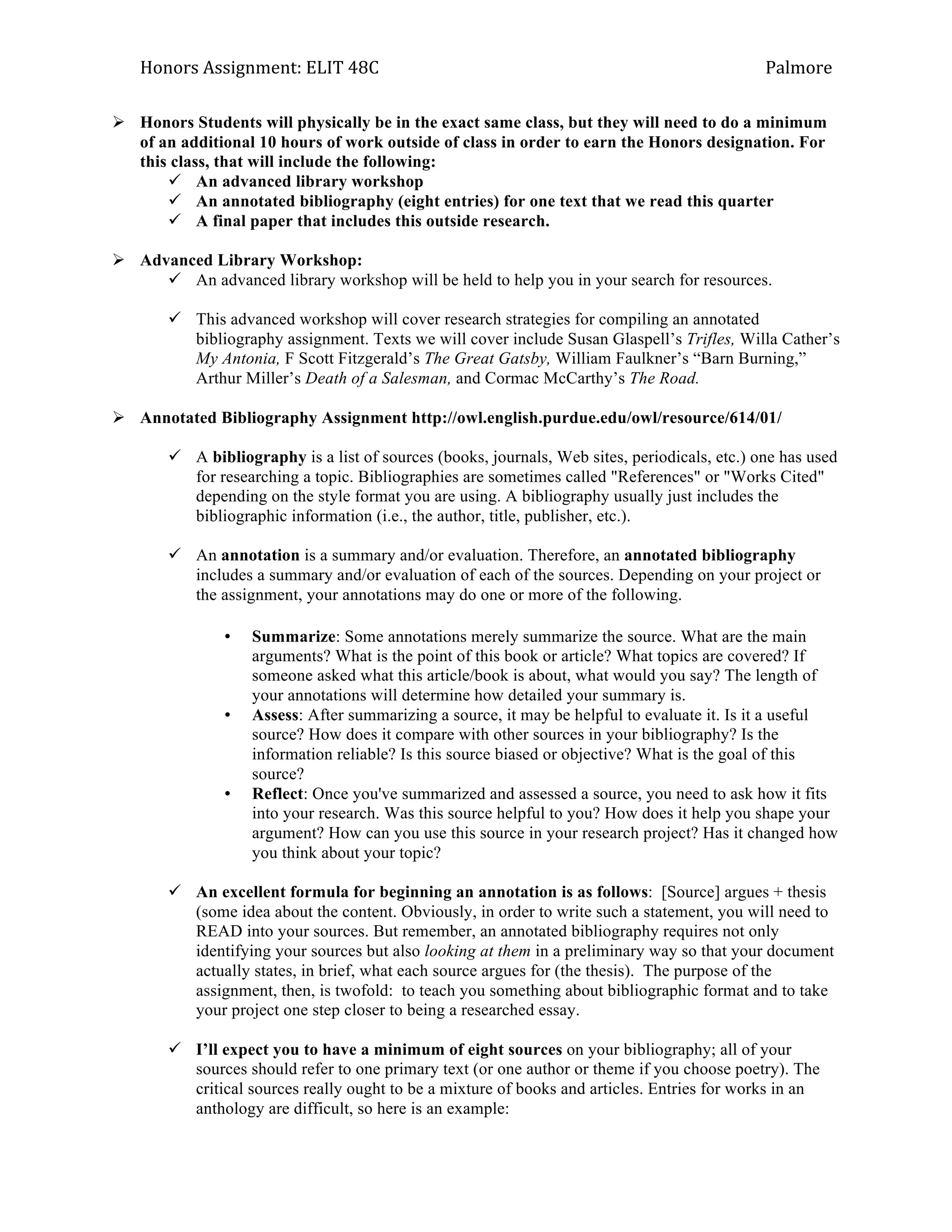 Honors student assignment | PDF