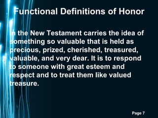 Honor the Key to Healthy Relationships | PPT