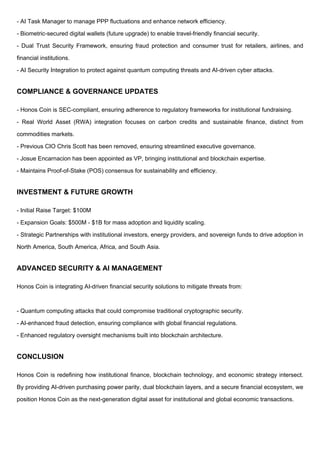 Honos_Coin_WhitePaper_2025 Presentation Report | PDF