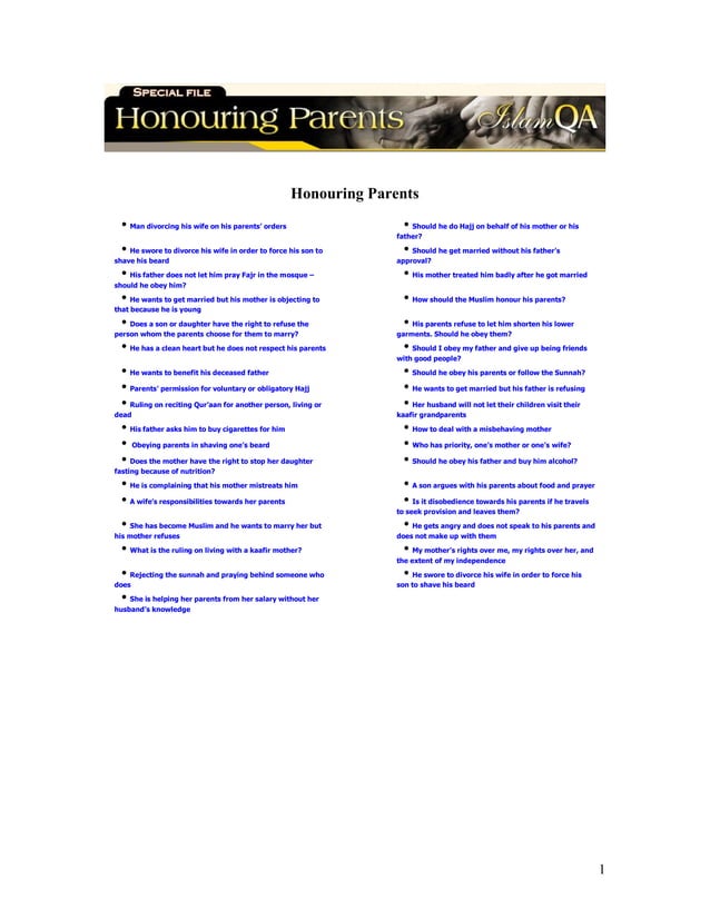 Honouring Parents | PDF