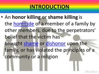 Honor killing | PPTX