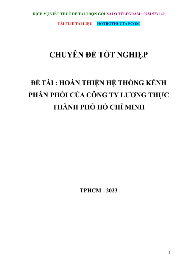 Hoàn Thiện Hệ Thống Kênh Phân Phối Cùa Công Ty Lương Thực. | PDF