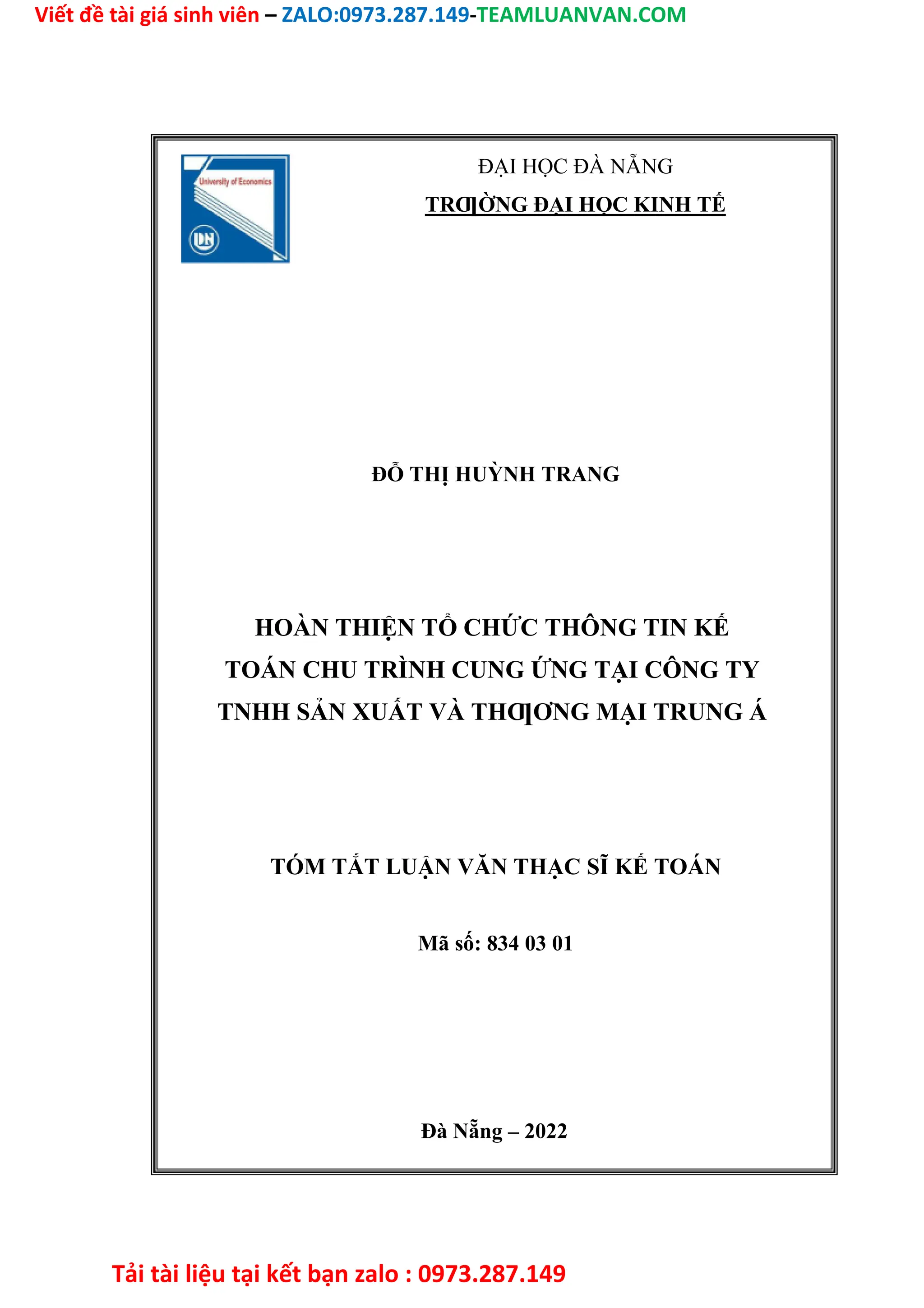 Hoàn thiện tổ chức thông tin kế toán trong chu trình cung ứng tại Công ty TNHH sản xuất và ...