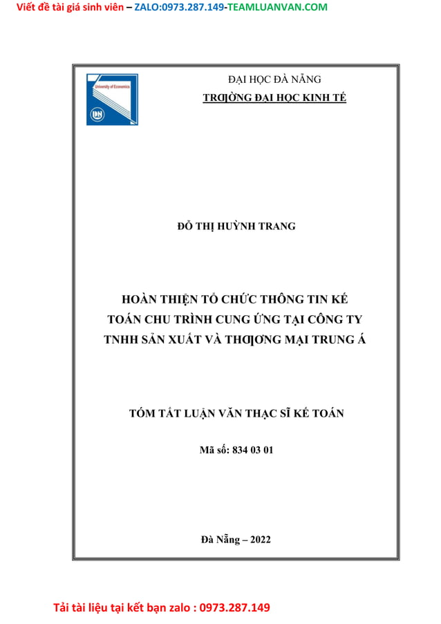 Hoàn thiện tổ chức thông tin kế toán trong chu trình cung ứng tại Công ty TNHH sản xuất và ...