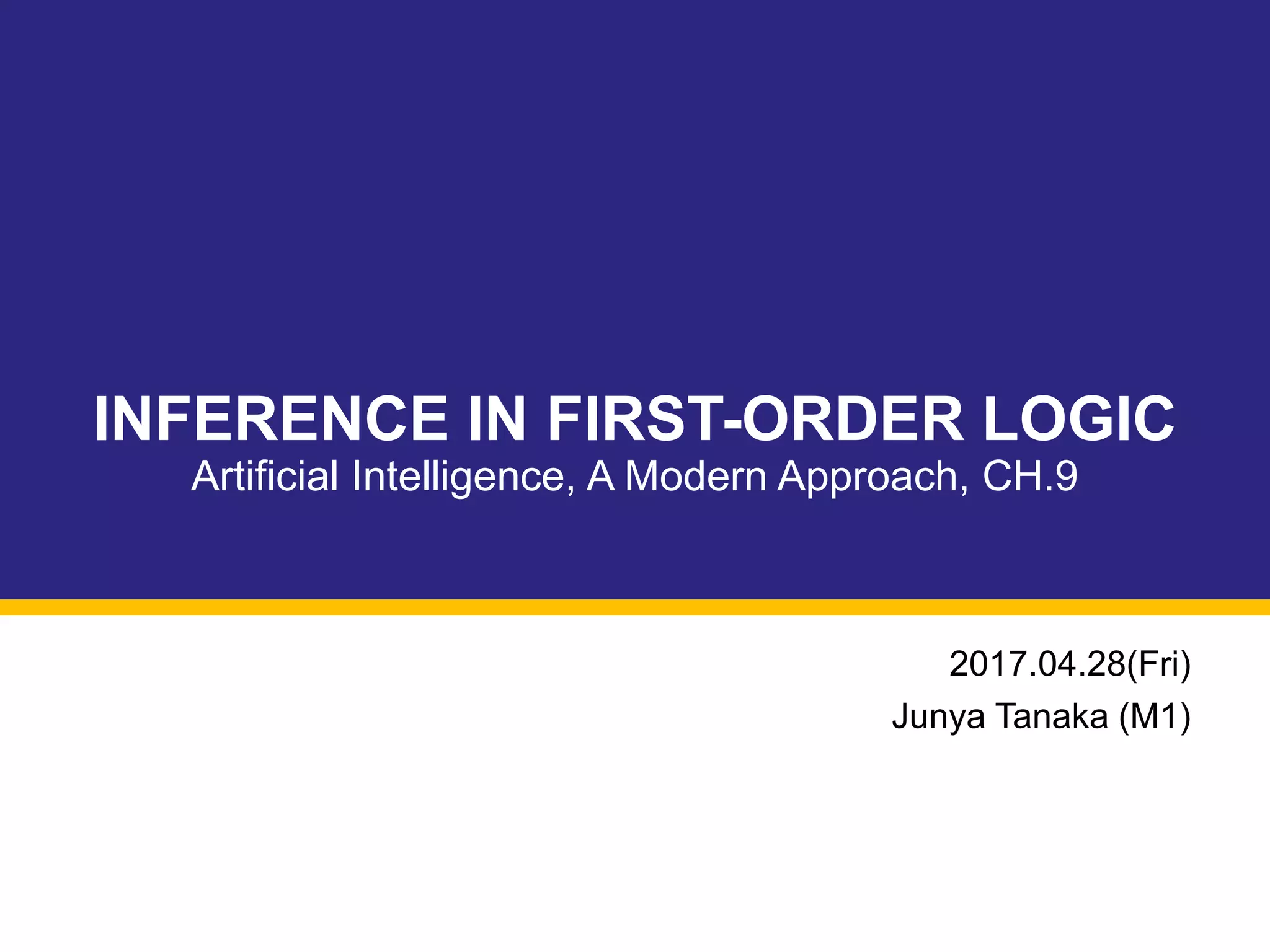 Inference in First-Order Logic | PPTX